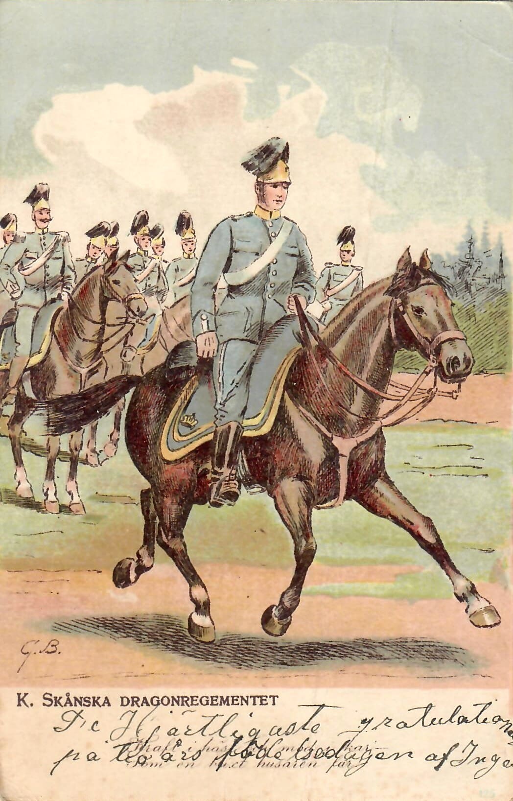 KUNGLIGA SKÅNSKA DRAGONREGEMENTET SIGNERAD - 1900 - 1905 SWEDEN ROYAL ...